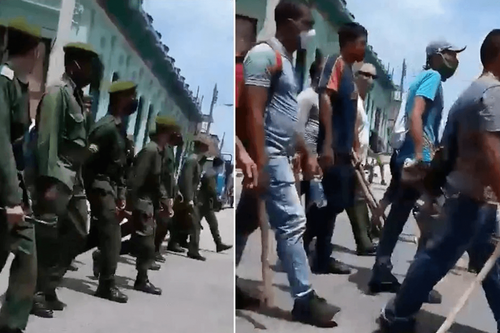 Video muestra brigadas oficialistas armadas con palos y tropas ...